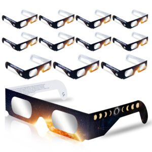 oilkas solar eclipse glasses approved 2024 - eclipse glasses ce and iso certified safe shades, direct sun viewing for solar eclipse (12 packs)