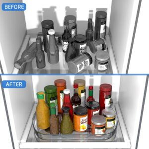 Square Lazy Susan Turntable Organizer for Refrigerator - Upgraded 15.82" Clear Rotating Lazy Susan Organizer Storage for Kitchen Spices Fridge Cabinet Table Pantry Countertop