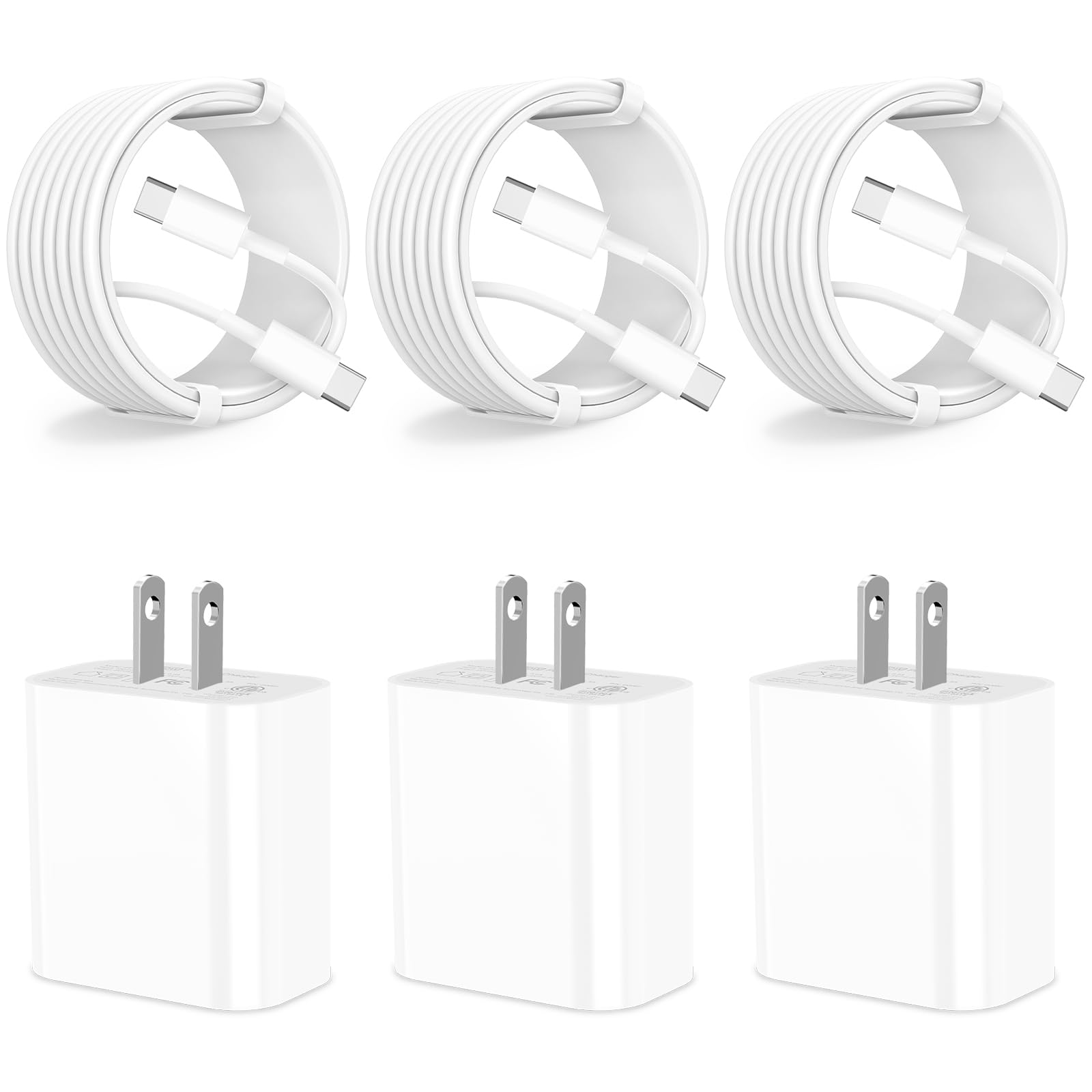 【MFi Certified】iPhone 15 Charger Fast Charging, Redpark 3Pack 20W USB-C Power Type-C Wall Charger Adapter+6FT USB-C to USB-C Charge Cable for iPhone 15 Plus/15 Pro/15 Pro Max/iPad Pro/Air/Mini/AirPods