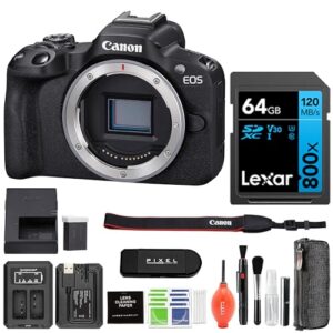 canon eos r50 mirrorless vlogging camera (black) with advanced accessory and travel bundle | 5811c002 | canon eos r50