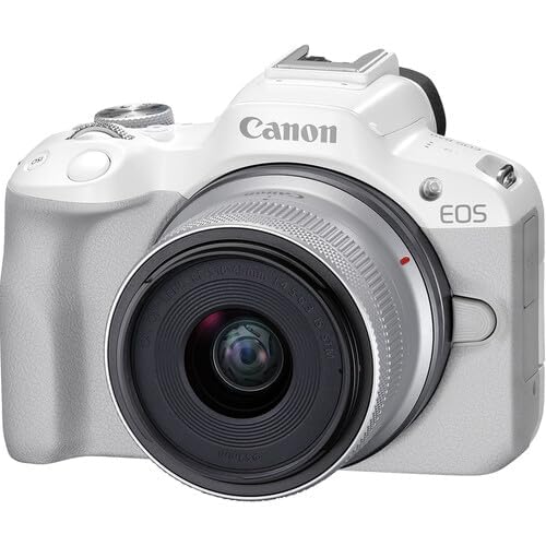 Canon EOS R50 Mirrorless Camera with 18-45MM Lens Kit (White) with Advanced Accessory and Travel Bundle | 5812C012 eos r50