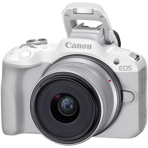 Canon EOS R50 Mirrorless Camera with 18-45MM Lens Kit (White) with Advanced Accessory and Travel Bundle | 5812C012 eos r50