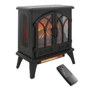 sprikir 24 inch 3d flame electric fireplace heater with remote control，flames operate with or without heatdigital, 9 hour 4 color flame to adjustable