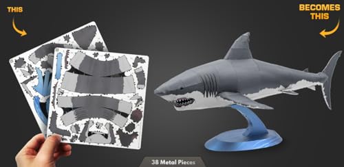 Fascinations Metal Earth Great White Shark 3D Metal Model Kit Bundle with Tweezers