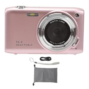 4K Digital Camera, 58MP 16X Zoom Auto Focus Vlogging Camera, Kids Compact Camera with 2.88Inch HD TFT Screen, Face Recognition, Timing Function, Fixed Focus Macro (Pink)