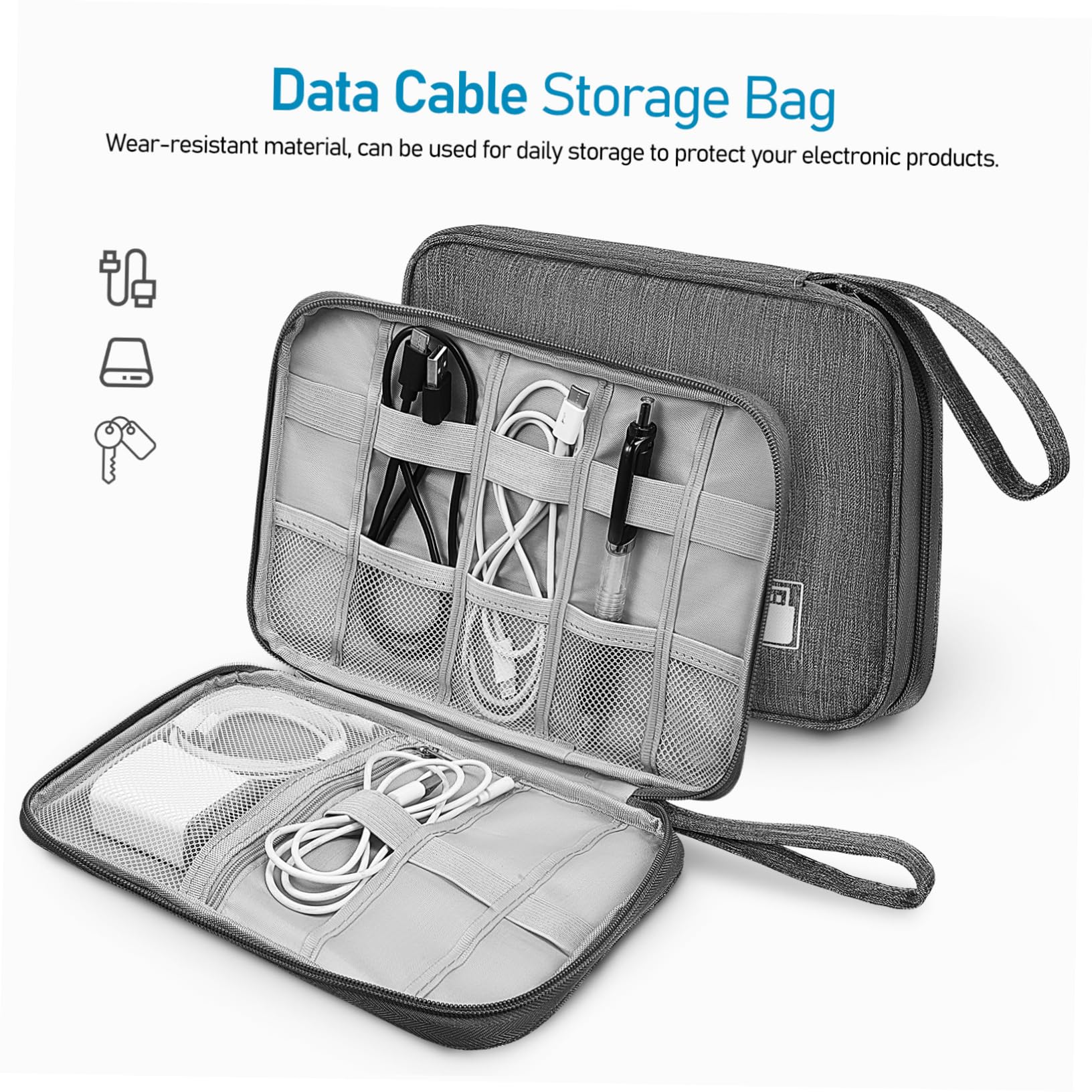 ABOOFAN 2 Pcs Digital Accessories Organizer Data Cable Storage Bag Electronic Accessories Organizer Digital Accessories Bag Data Line Storage Bag Pack polyester travel earphone