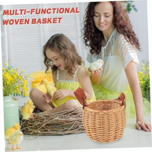 Abaodam 5pcs Wicker Hand Basket Small Picnic Basket Small Fall Basket Food Serving Basket Cake Display Baskets Woven Snacks Bowl Tiny Food Baskets Biscuit Gift Basket Leather Child