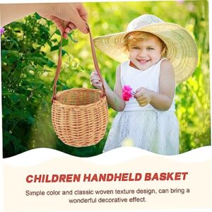 Abaodam 5pcs Wicker Hand Basket Small Picnic Basket Small Fall Basket Food Serving Basket Cake Display Baskets Woven Snacks Bowl Tiny Food Baskets Biscuit Gift Basket Leather Child