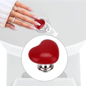 love heart shaped toilet tank button toilet press tool women manicures toilet lid cover lifter handle sticky drawer pull handle toilet flush tank button aid bathroom (red)