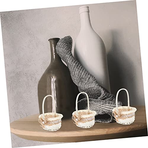 Alipis 3 Sets mini basket handmade wicker basket mini craft baskets gift baskets for kids candy egg storage baskets wedding decorations Mini House Adornment rope small item Toy bride