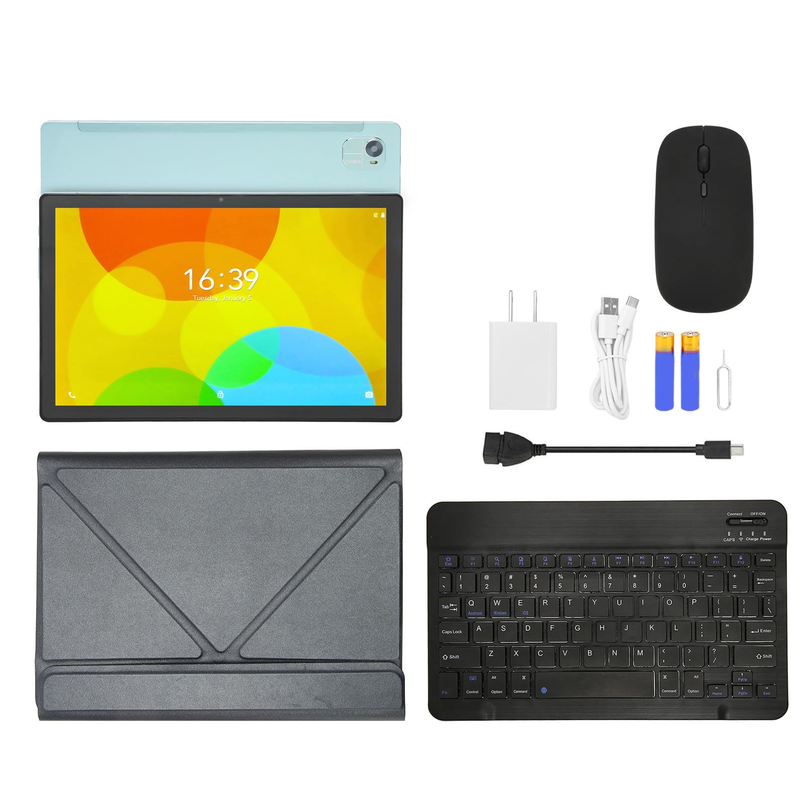 Tablet PC, US Plug 100‑240V Octa Core CPU Office Tablet 12GB 256GB Memory with Mouse Keyboard for School (US Plug)