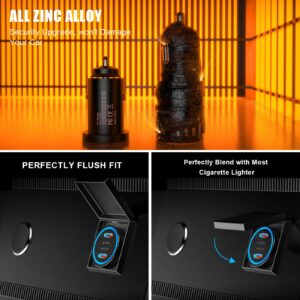 [MFi Certified] iPhone 15 Car Charger Fast Charging, All Metal 60W Dual USB C Car Charger Cigarette Lighter with 2 Pack USB C Car Charger Cord for iPhone 15/15 Pro/15 Pro Max/15 Plus/iPad Pro