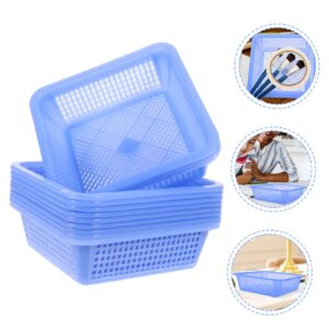 STOBAZA 12pcs Desk Storage Baskets Paper Organizer Basket Plastic Bins with Handles Plastic Basket Bin woven hamper kids plastic pallet Office Drawer Shelf child toy basket desktop