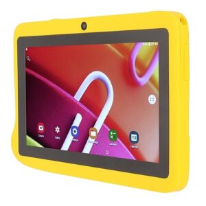 DAUZ 7 Inch Kids Tablet, Yellow Octa Core Processor Front 2MP Rear 5MP 4GB 128G 100-240V Tablet Support 10 for Study (Yellow)