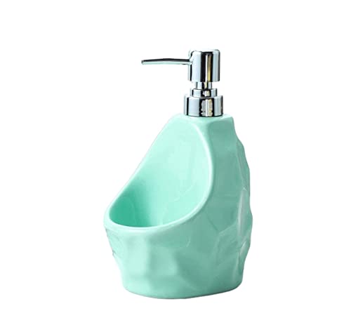 Soap Dispensers Ceramic Soap Dispenser with Sponge Holder 650ml/21.9oz Large Capacity Liquid Dispenser Pump Bottle Kitchen Sink Soap Pump Countertop (Color : Blue)