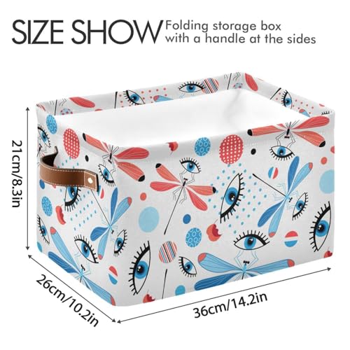 Dragonfly Eyes Storage Basket Bins Foldable Laundry Hamper Toy Storage Bins Box Organizer for Bedroom Office Clothes Pet Nursery Living Room,2 pcs