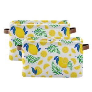 lemons leaves storage basket bins decorative toy organizer bins laundry hamper baskets with handles for pet books clothes makeup nursery closet office,2 pcs