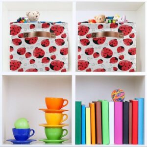 Ladybird Storage Basket Bins Collapsible Toy Storage Bins with Handles Laundry Baskets for Playroom Living Bed Room Office Clothes Nursery,1 pcs