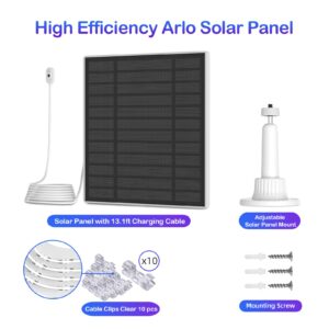 6V 5W Arlo Solar Panel for Arlo Pro 4 Camera/Arlo Pro 3/ Pro 3 Floodlight/Pro 5S/ Arlo Ultra 2 Solar Panel Charger with Arlo Solar Panel Accessories, 360° Adjustment Mount,13.1ft Charging Cord