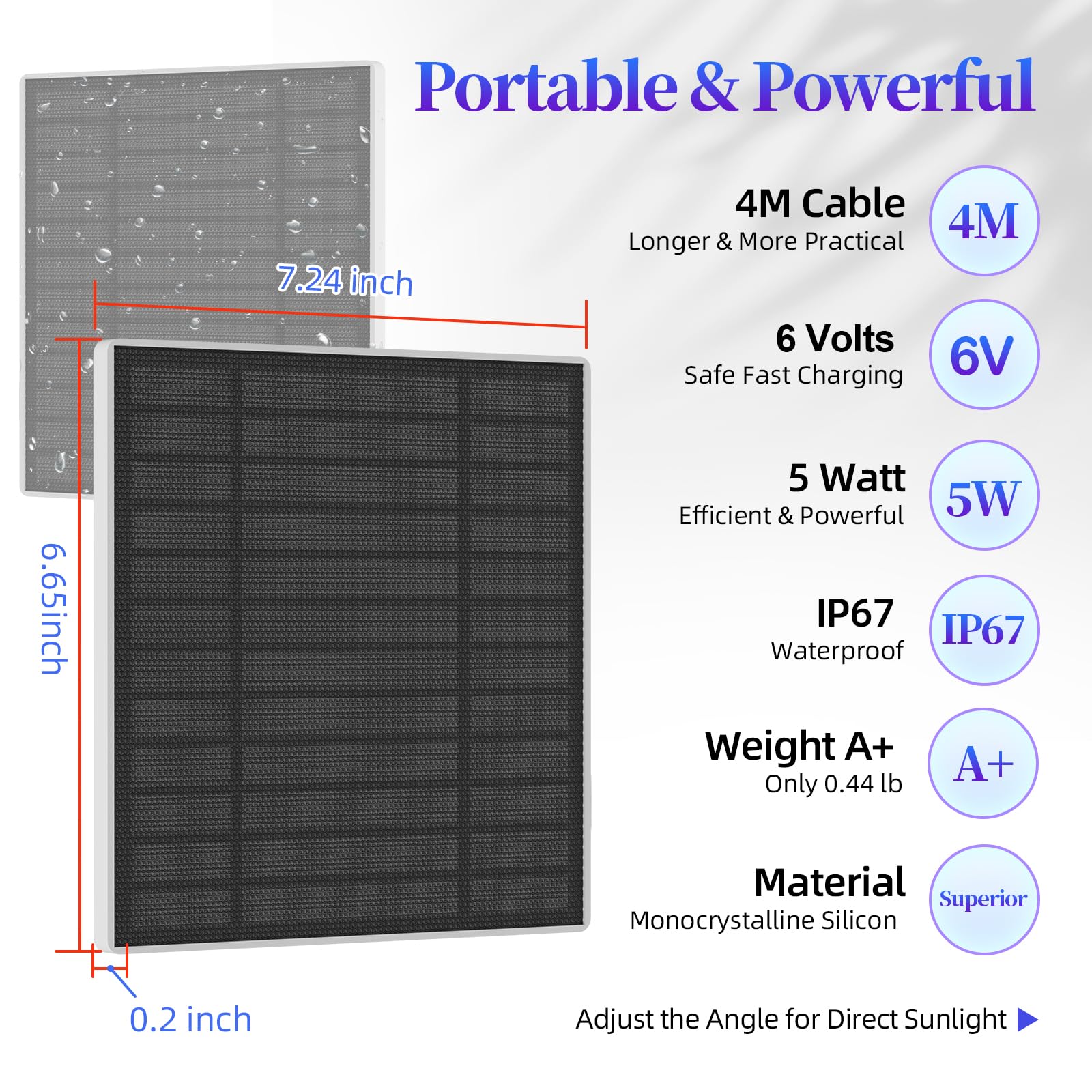 6V 5W Arlo Solar Panel for Arlo Pro 4 Camera/Arlo Pro 3/ Pro 3 Floodlight/Pro 5S/ Arlo Ultra 2 Solar Panel Charger with Arlo Solar Panel Accessories, 360° Adjustment Mount,13.1ft Charging Cord