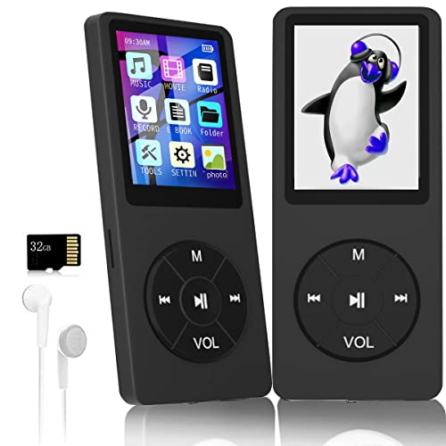 MP3 Player with 32GB TF Card,Built-in HD Speaker,Portable HiFi Music Player with Video/Voice Recorder/FM Radio/Photo Viewer/E-Book Player for Kids