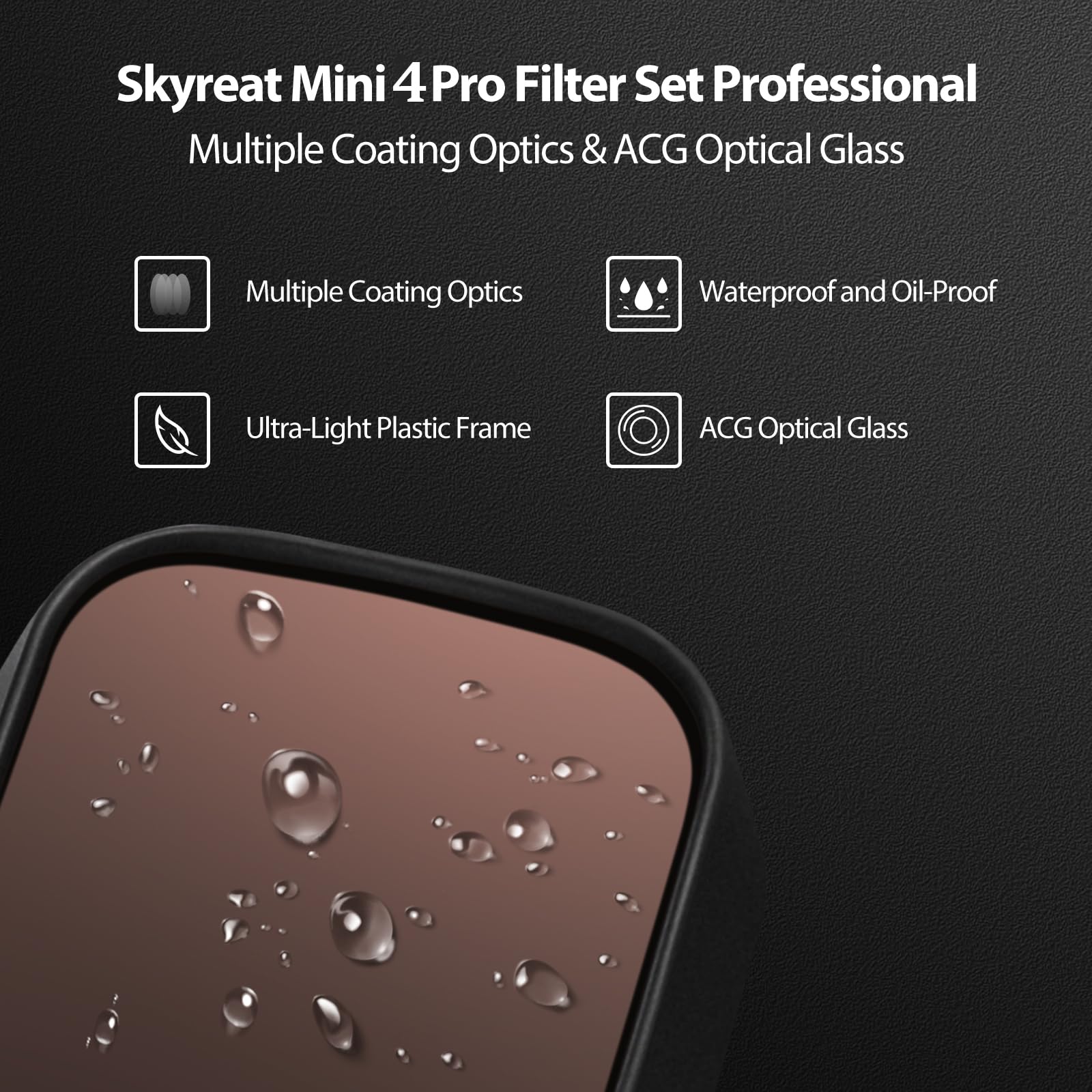 SKYREAT NDPL Filters Set for DJI Mini 4 Pro Accessories,4 Pack-(ND8/PL, ND16/PL, ND32/PL, ND64/PL)