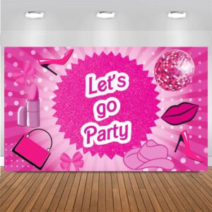 hot pink let's go party banner princess themed banner photo frame photography background girls women birthday bachelorette party banner decorations photo props party favor