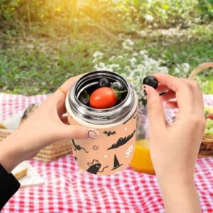 Halloween Characters Kids Womens Lunch Insulated Jar with Spoon 17oz/500ml Thermal Food Jar Stainless Steel Vacuum Leakproof Insulated Jar for Insulated Hot Food