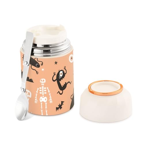 Halloween Characters Kids Womens Lunch Insulated Jar with Spoon 17oz/500ml Thermal Food Jar Stainless Steel Vacuum Leakproof Insulated Jar for Insulated Hot Food