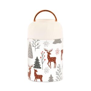 junzan christmas spruces deer kids womens insulated food jar containers with spoon 17oz/500ml containers with lids stainless steel vacuum leak proof lunch container for keep food hot