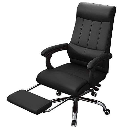 RILOOP Premium Ergonomic Desk Chair and Computer Chair with Reclining Function, Footrest, Arms and Wheels - Ideal for Home Office - Comfortable Multifunctional Office Chair/Black