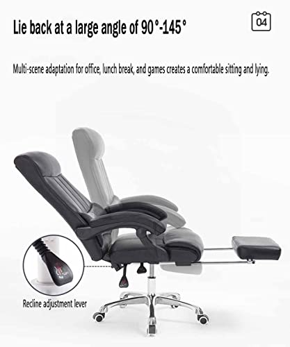 RILOOP Premium Ergonomic Desk Chair and Computer Chair with Reclining Function, Footrest, Arms and Wheels - Ideal for Home Office - Comfortable Multifunctional Office Chair/Black