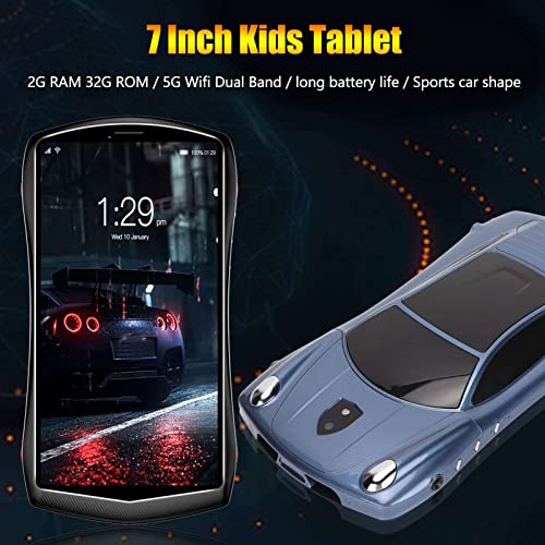 Dpofirs Kids Tablet 7 Inch, for Android 10.0 Tablet PC, 2G RAM, 32G Cool Sports Car Shape Tablet for Kids, 1280x800IPS HD LED Display, 5G WiFi Tablet, 3500mAh Battery (US Plug)