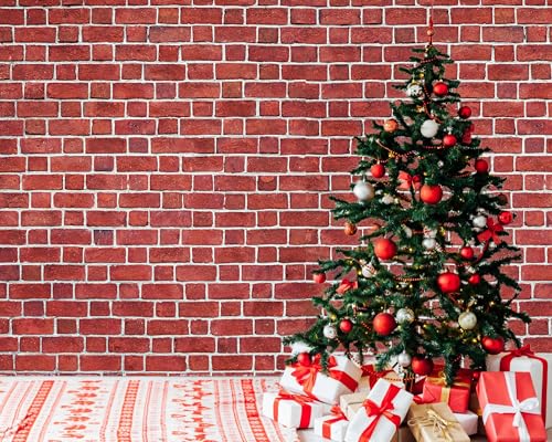 VitalCozy 10 x 8 Ft Brick Wall Backdrop for Photography Polyester Fabric Brick Photo Backdrop Brick Photo Background Photo Studio Props Banner for Graduation Newborn Birthday Party(Red)