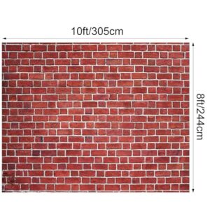 VitalCozy 10 x 8 Ft Brick Wall Backdrop for Photography Polyester Fabric Brick Photo Backdrop Brick Photo Background Photo Studio Props Banner for Graduation Newborn Birthday Party(Red)