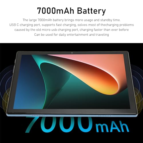 Tablet PC, 8GB RAM 256GB ROM 10.1 Inch Tablet Dual Speakers for Work for Learning (US Plug 100‑240V)