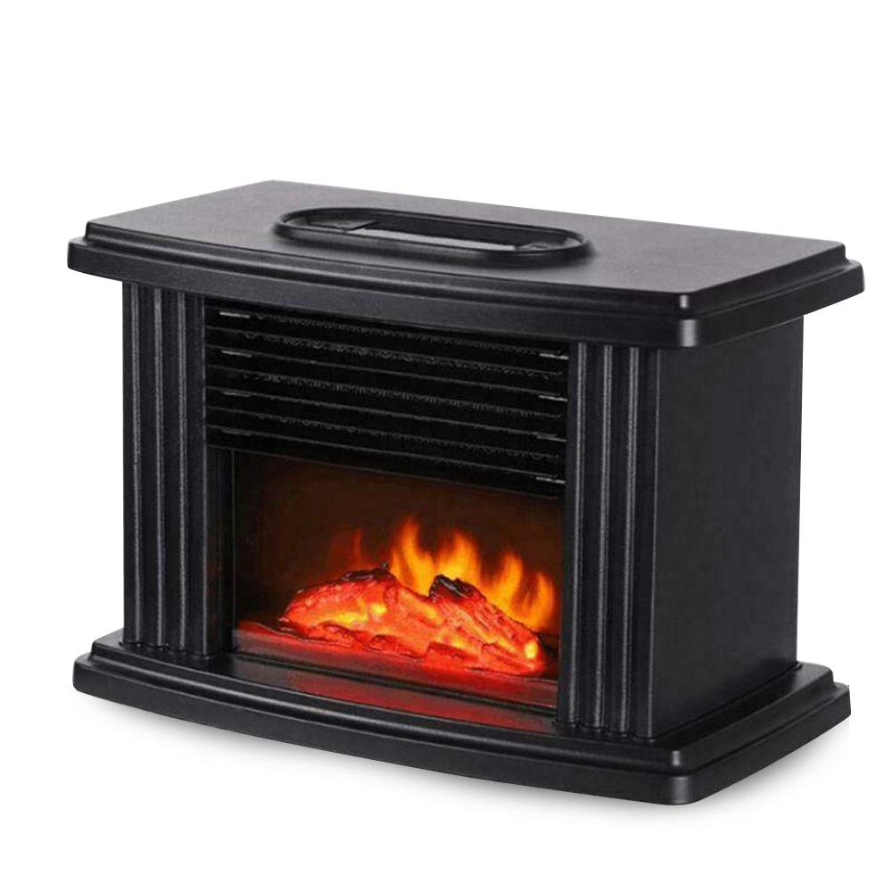 ONEPOINTPOINT Electric Fireplace Heater Indoor Mini Freestanding Fireplace Stove with 3-Gear Adjustable 3D Simulation of Carbon Fire Heating Technology Black