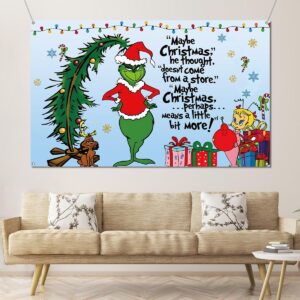 Sunwer Merry Grinchmas Photo Booth Backdrop Christmas Green Elf Winter Holiday Party Decor Xmas Indoor Outdoor Wall Hanging Background Decoration Supply (7×5ft)