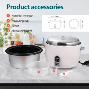 MOOSUM Commercial Rice Cooker, Large Capacity 30-Cup (UnCooked), 60-Cup (Cooked) with One Touch Operation and 12-Hour Keep Warm,Easy to Use and clean,1600W