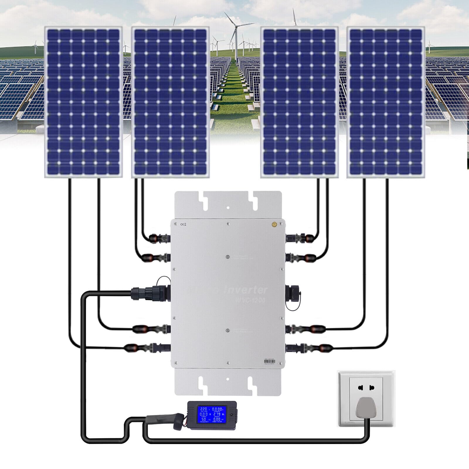 Solar Micro Inverter, Waterproof Wvc-1200W Grid Tie Mppt Pure Sine Wave Dc to Ac Solar Grid Tie Micro Inverter Solar & Wind Power Inverters (1200W)