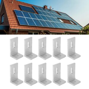 10Pcs Solar Mount L Foot Aluminum Alloy Panel Bracket, Windproof Waterproof Shockproof Glossy Finish, for Roof PV System