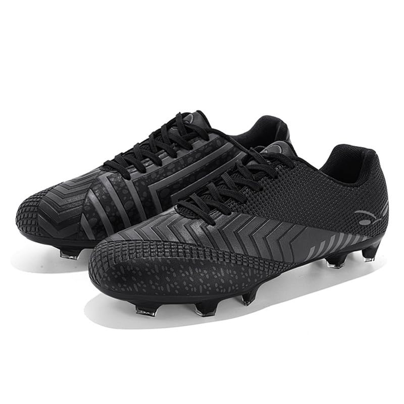 KemeNgCompetitive Unisex Soccer Shoes Men Women Indoor Outdoor Football Boots Athletic Turf Mundial Team Cleat Running Sports Lightweight Breathable Anti-Skid Damping Shoes Black