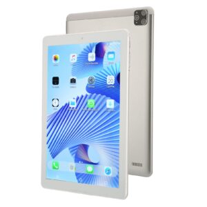 Honio Tablet PC, Silver 100-240V 5G WiFi Dual Card Dual Standby 4GB RAM 64GB ROM 10.1 Inch Tablet 10 (US Plug)