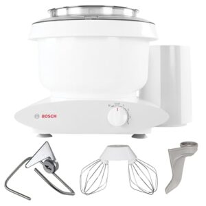 bosch universal plus stand mixer 500 watt, 6.5 quarts with wire whips, dough hook & nutrimill dough hook extender bundle