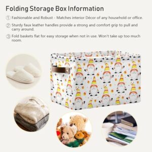 Halloween Fall Gnome Storage Basket Bins Foldable Laundry Hamper Toy Storage Bins Box Organizer for Home Boys Girls Office Closet Shelf Nursery Baskets,1 pcs