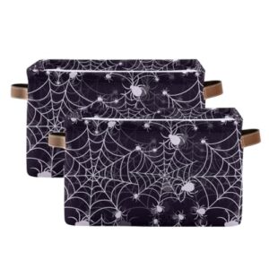 halloween spider web storage basket bins foldable decorative storage box laundry hamper baskte storage for pet books clothes makeup nursery closet office,2 pcs