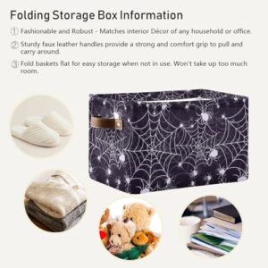 Halloween Spider Web Storage Basket Bins Foldable Decorative Storage Box Laundry Hamper Baskte Storage for Pet Books Clothes Makeup Nursery Closet Office,2 pcs