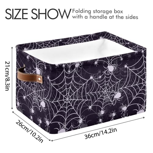 Halloween Spider Web Storage Basket Bins Foldable Decorative Storage Box Laundry Hamper Baskte Storage for Pet Books Clothes Makeup Nursery Closet Office,2 pcs