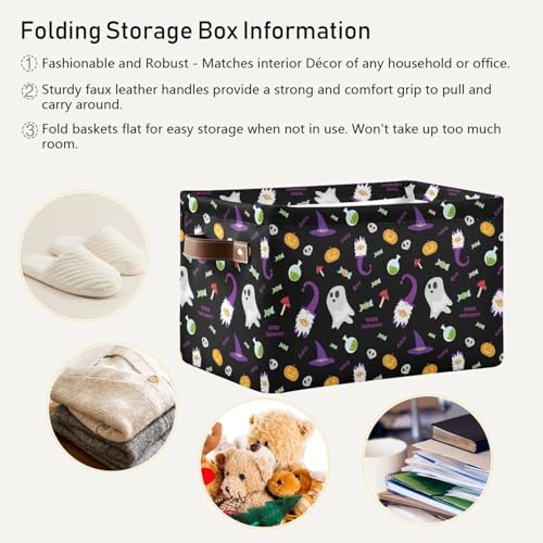 Halloween Black Gnome Storage Basket Bins Decorative Toy Organizer Bins Laundry Hamper Baskets with Handles for Home Boys Girls Office Closet Shelf Nursery Baskets,1 pcs