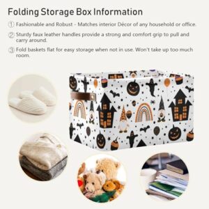 Halloween Pumpkins Gnome Storage Basket Bins Foldable Toy Baskets Organization with Handles Laundry Hamper for Home Boys Girls Office Closet Shelf Nursery Baskets,2 pcs